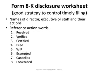 SEC compliance and disclosure, Form 8-K (sample) | PPTX