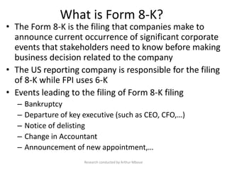 SEC compliance and disclosure, Form 8-K (sample) | PPTX
