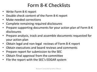 SEC compliance and disclosure, Form 8-K (sample) | PPT