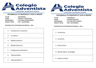 Plan de Estudios Integral para 1ro de Secundaria: Matemáticas, Ciencias ...