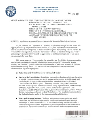 SECDEF Memo: Installation Access for Nonprofits | PDF