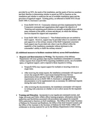 SECDEF Memo: Installation Access for Nonprofits | PDF