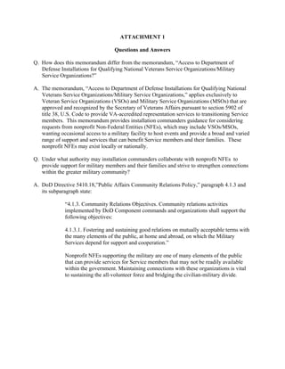 SECDEF Memo: Installation Access for Nonprofits | PDF