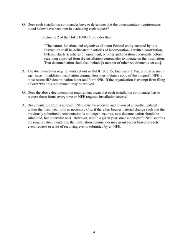 SECDEF Memo: Installation Access for Nonprofits | PDF