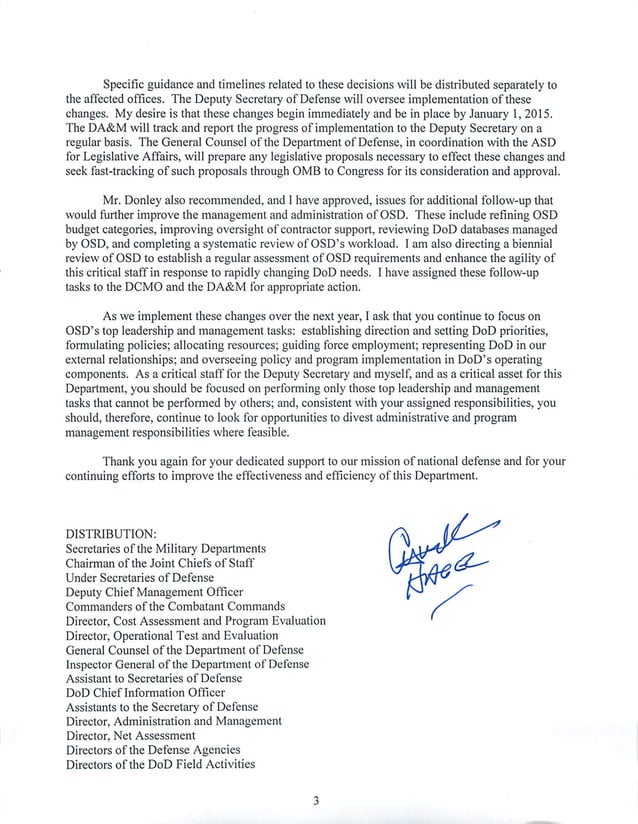 SECDEF memo on DOD Org Changes Dec 4, 2013 | PDF