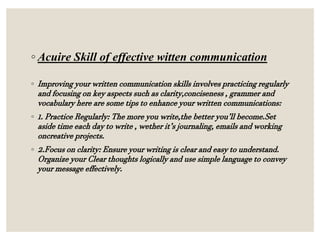acuiring effective written communication skills and multi-media for ...