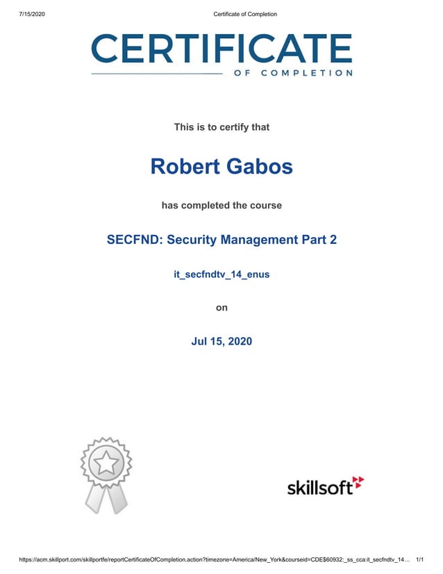 SkillSoft - SECFND Security Management Part 2 | PDF