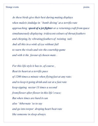 Strange events in bio world chapter 16 recordholders poems | PDF