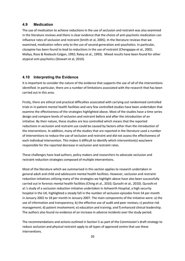 Seclusion and physical restraint reduction knowledge review | PDF