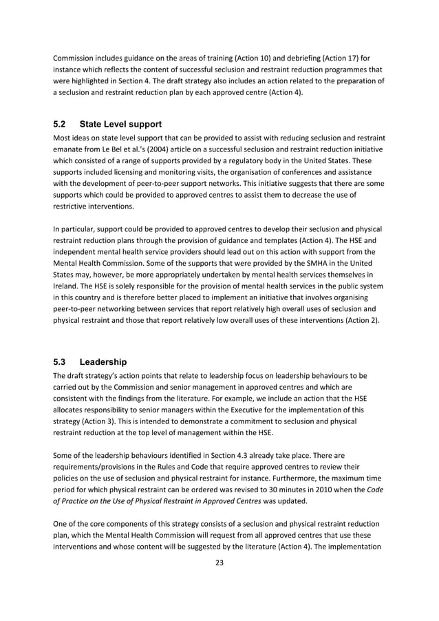 Seclusion and physical restraint reduction knowledge review | PDF