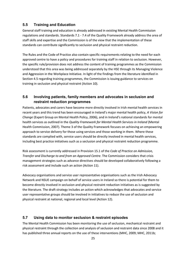 Seclusion and physical restraint reduction knowledge review | PDF