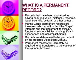 DON RECORDS MANAGEMENT PROGRAM SECNAVINST 5210.1 (2012) | PPT