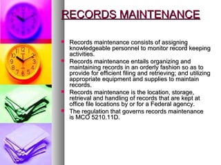 DON RECORDS MANAGEMENT PROGRAM SECNAVINST 5210.1 (2012) | PPT