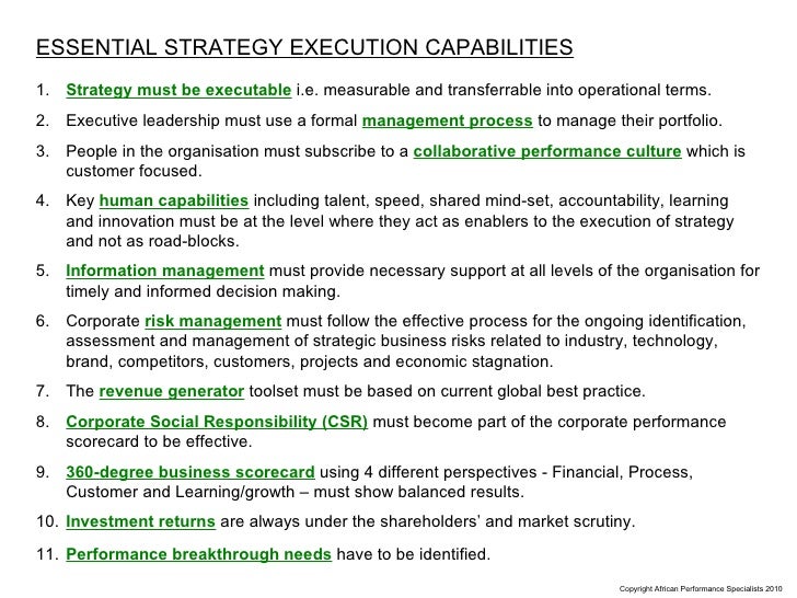 Strategy Execution Diagnostics and Capability Development