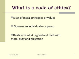Software Engineering code of ethics and professional practice of IEEE | PPT