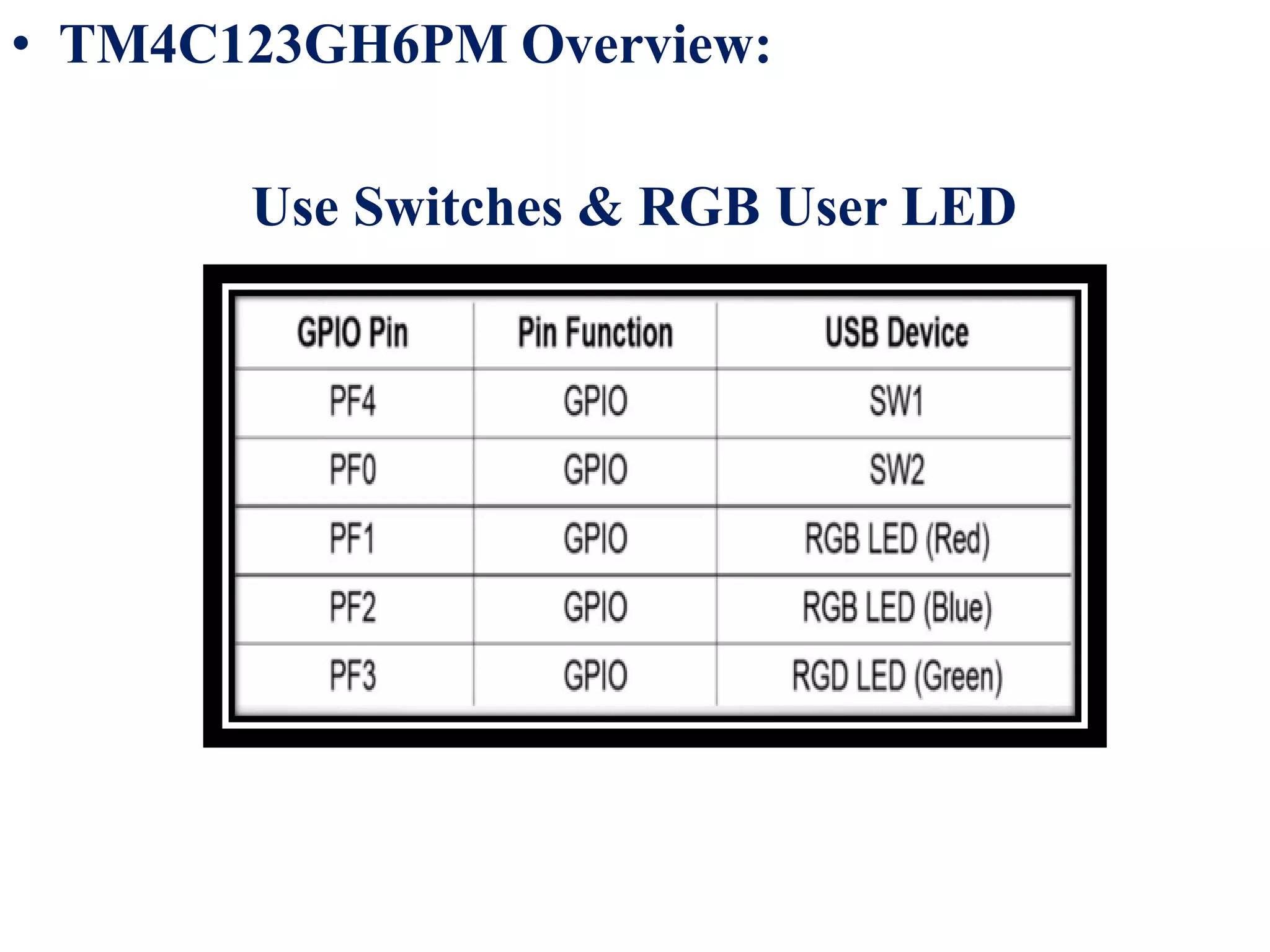 GPIO In Arm cortex-m4 tiva-c | PDF