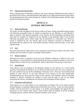 Second amended-and-restated-constitution-and-bylaws-of-hsnc-web | PDF