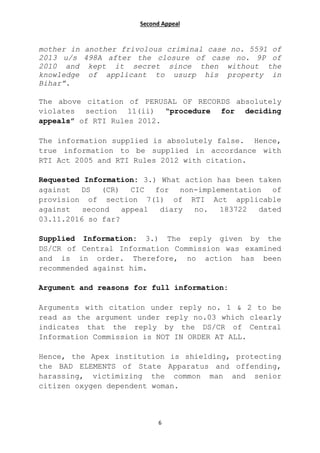 Second Appeal against CIC New Delhi for Non-Implementation of Section 7 ...