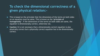Second application of dimensional analysis | PPTX