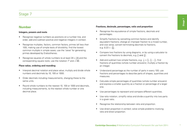 Secondary 1 maths curriculum framework | PDF | Secondary Education | Education