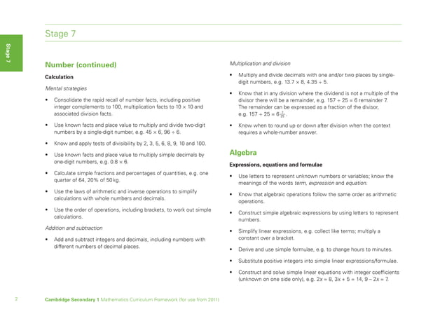 Secondary 1 maths curriculum framework | PDF | Secondary Education | Education