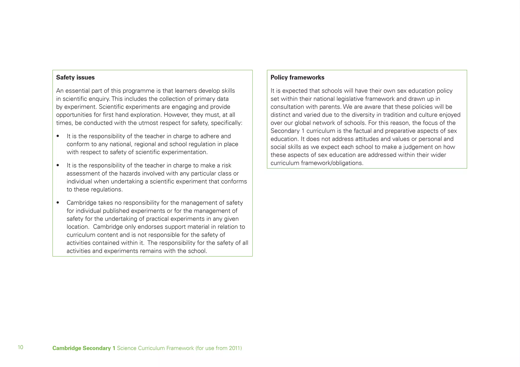 Secondary 1 science curriculum framework | PDF
