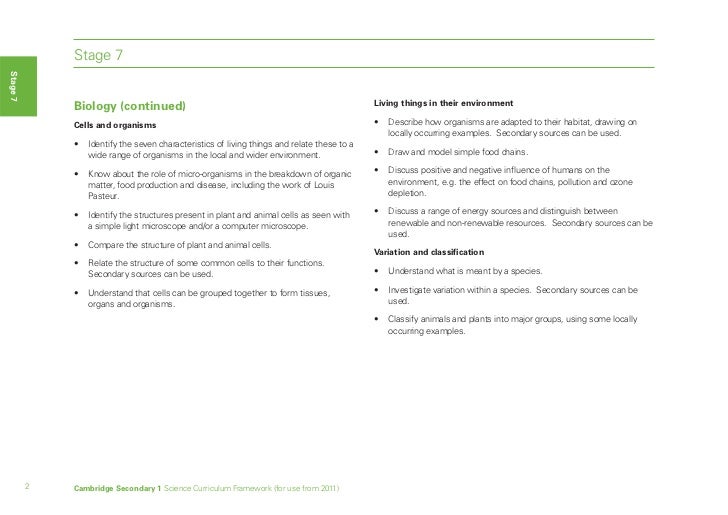 Secondary 1 Science Curriculum Framework
