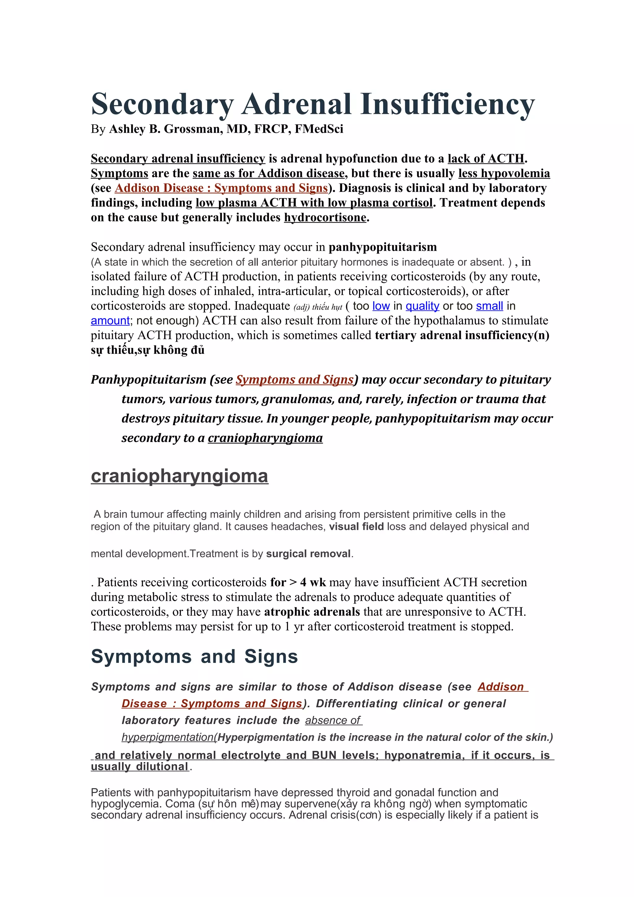 Secondary adrenal insufficiency | DOC
