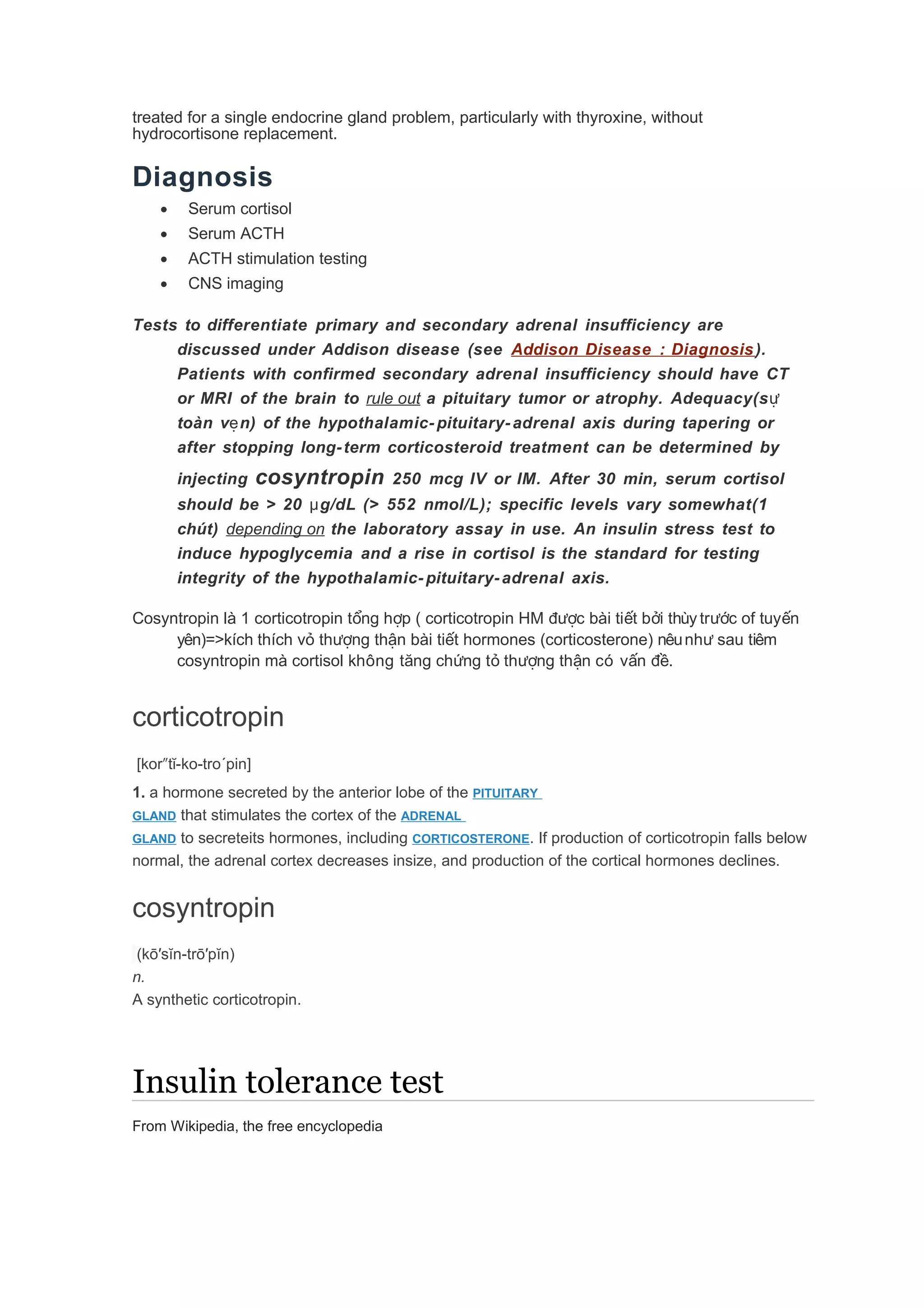 Secondary adrenal insufficiency | DOC Secondary adrenal insufficiency | DOC