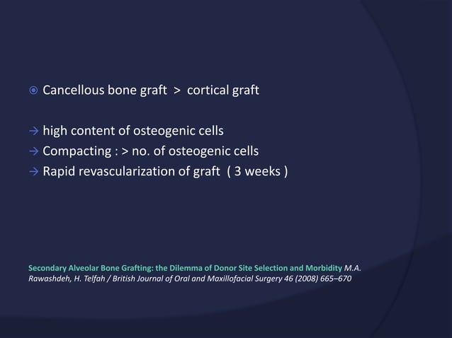 Secondary alveolar bone grafting | PPTX