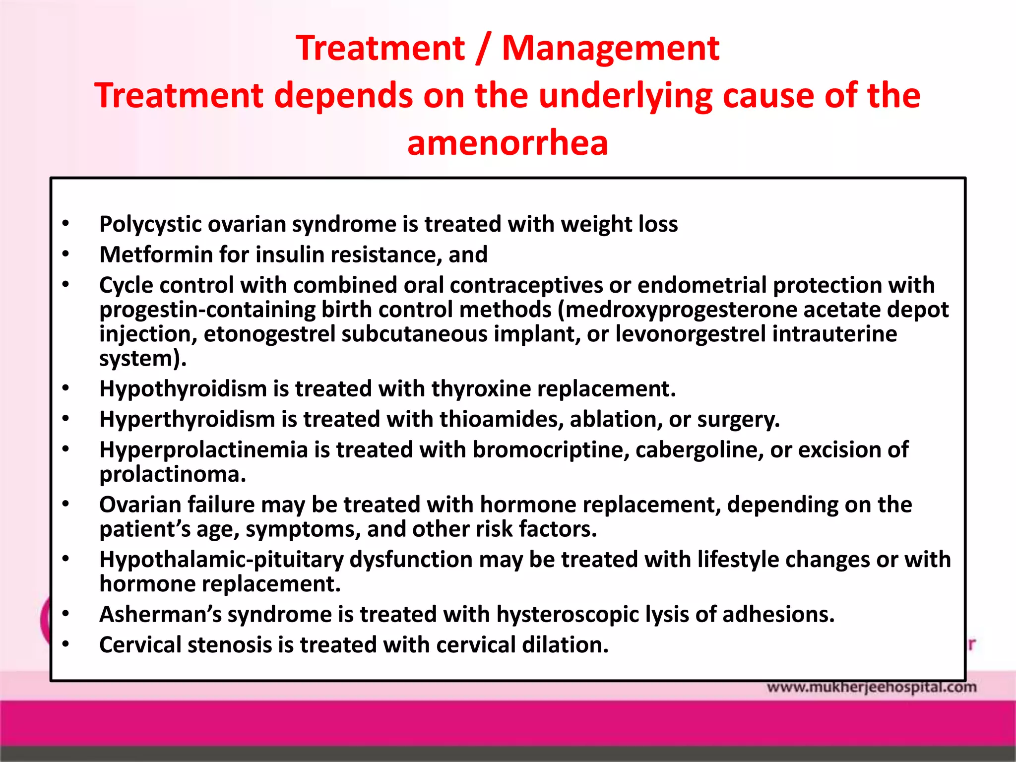 Secondary amenorrhoea by dr alka mukherjee dr apurva mukherjee | PPTX