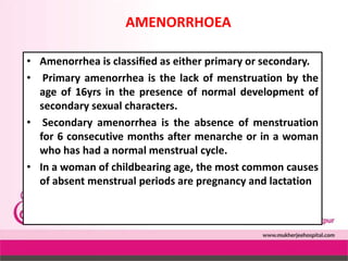 Secondary amenorrhoea by dr alka mukherjee dr apurva mukherjee | PPTX