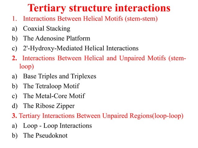 Secondary and tertiary structure of RNA | PPTX