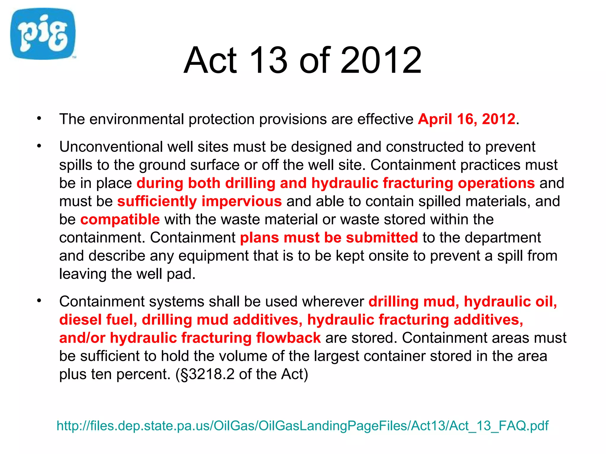 Secondary Containment for Oil & Gas Well Pads | PPT