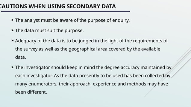 Research Methodology - Secondary data (Introduction and Sources)) | PPT