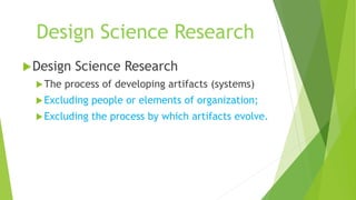 Secondary Design: A Case of Behavioral Design Science Research | PPTX