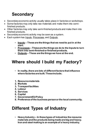 Secondary Economic Activities | DOCX