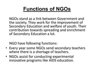 Role of NGO, Civil Society and Advocacy in Education | PPTX