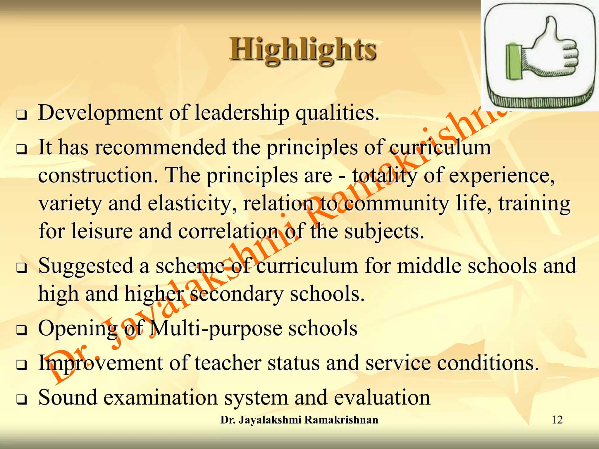 Secondary Education Commission (Mudaliar commission) 1952-53 | PPT