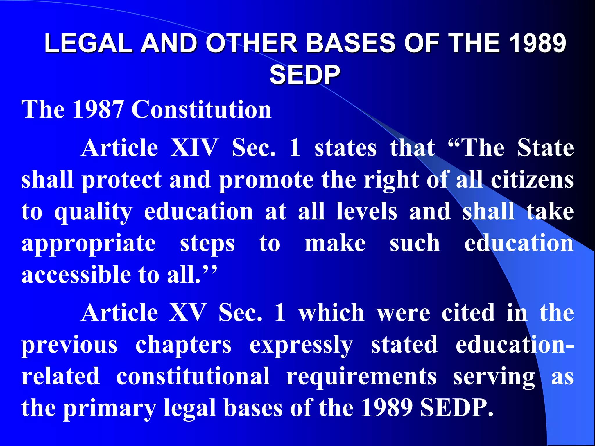 Secondary education development program (sedp) power point | PPTX