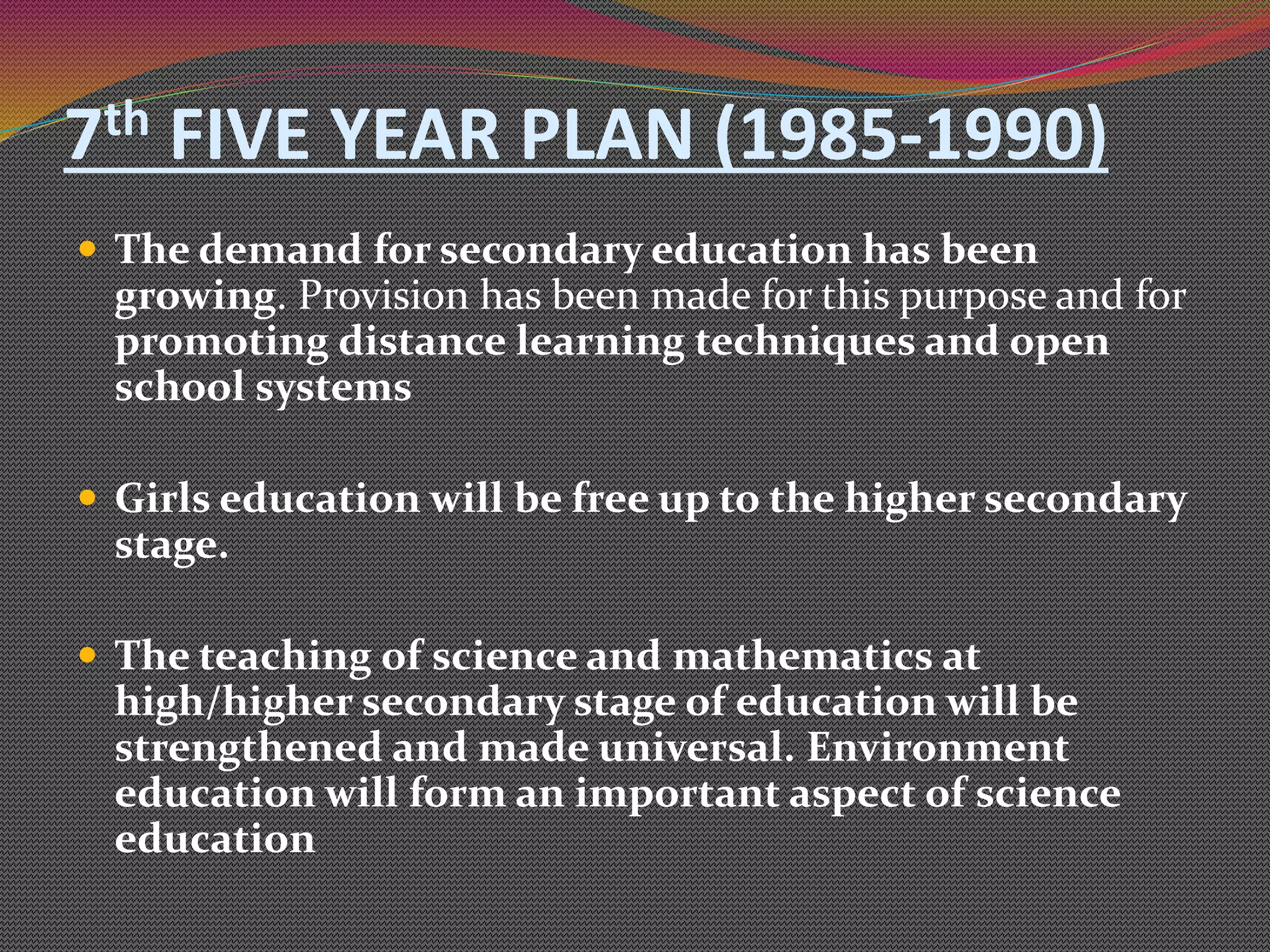 Secondary education in five year plans | PPTX