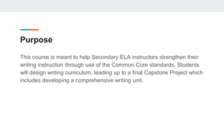 Secondary ELA: Teaching Writing for Adolescents | PPTX