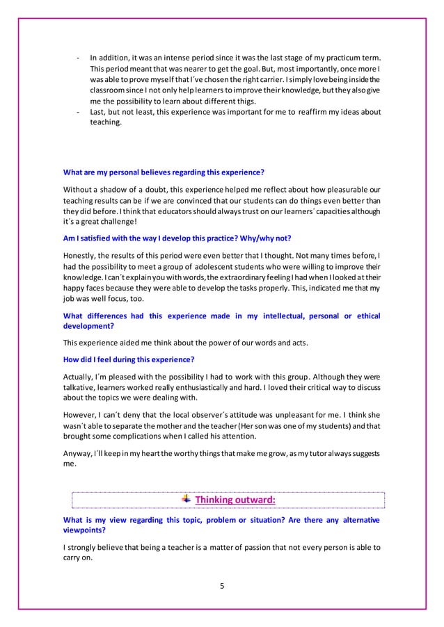 Secondary final reflection | PDF