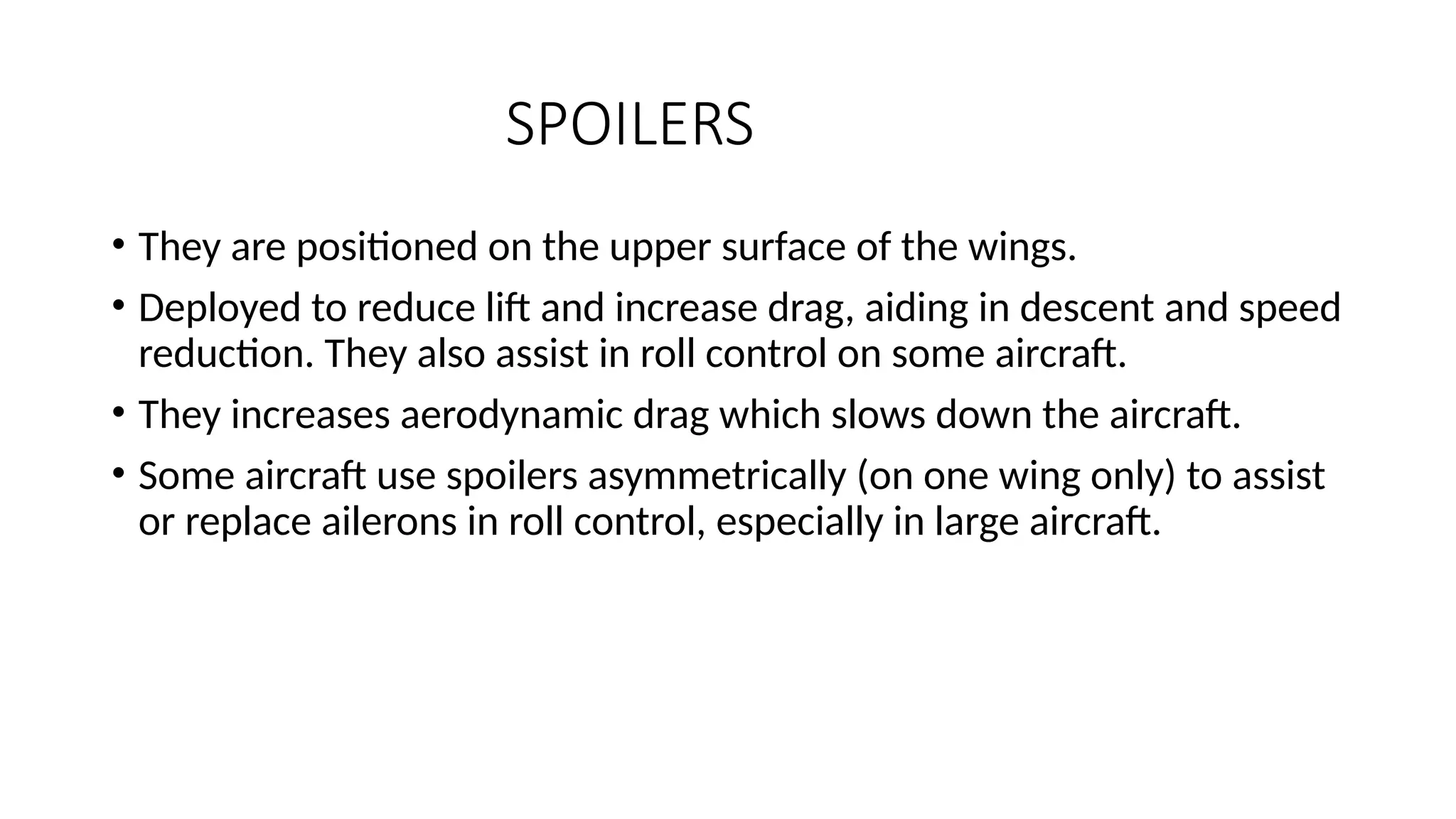 SECONDARY FLIGHT CONTROL SURFACES OF AIRCRAFT | PPTX