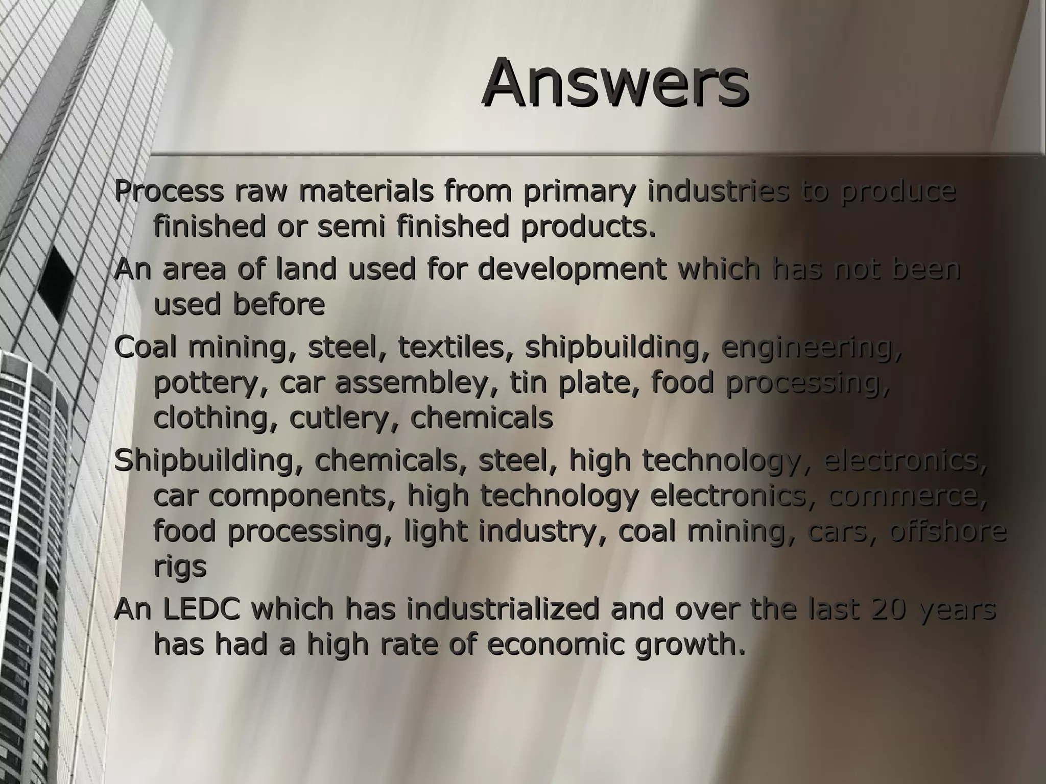 Secondary Industry | PPT
