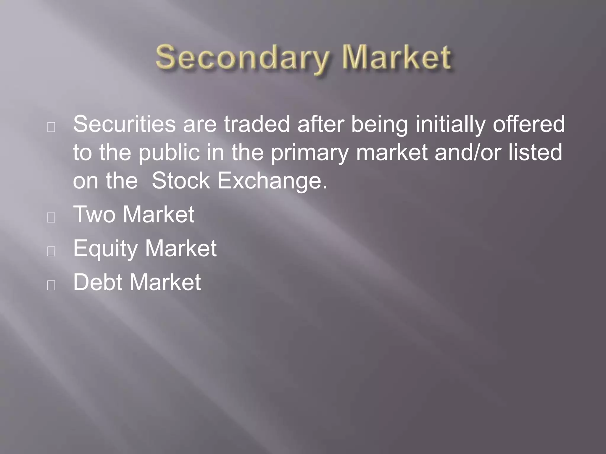 Secondary market | PPTX