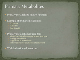 Secondary metabolism | PPTX