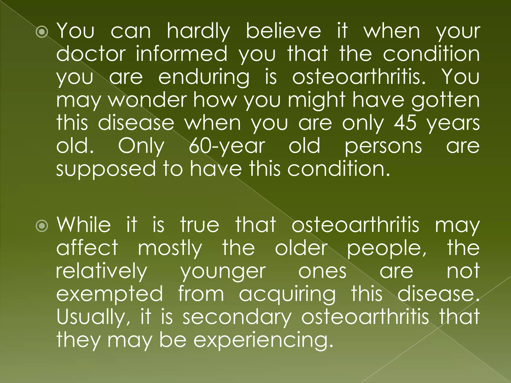 Secondary osteoarthritis and its four leading causes | PPT