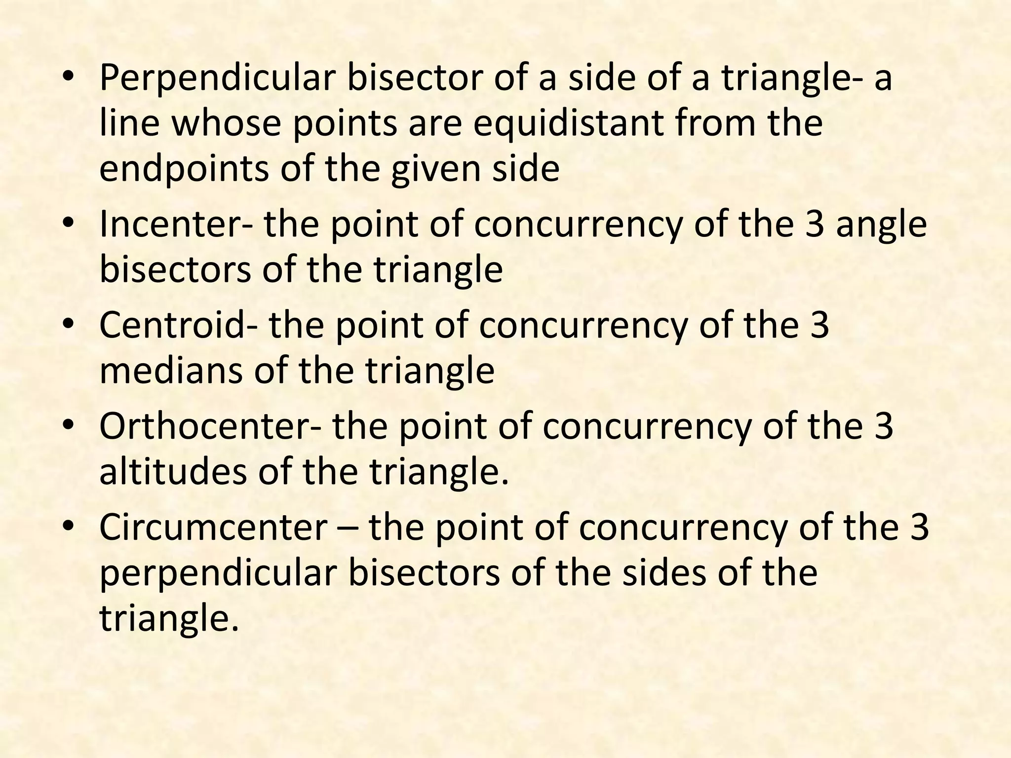 Secondary parts of a triangle | PPTX