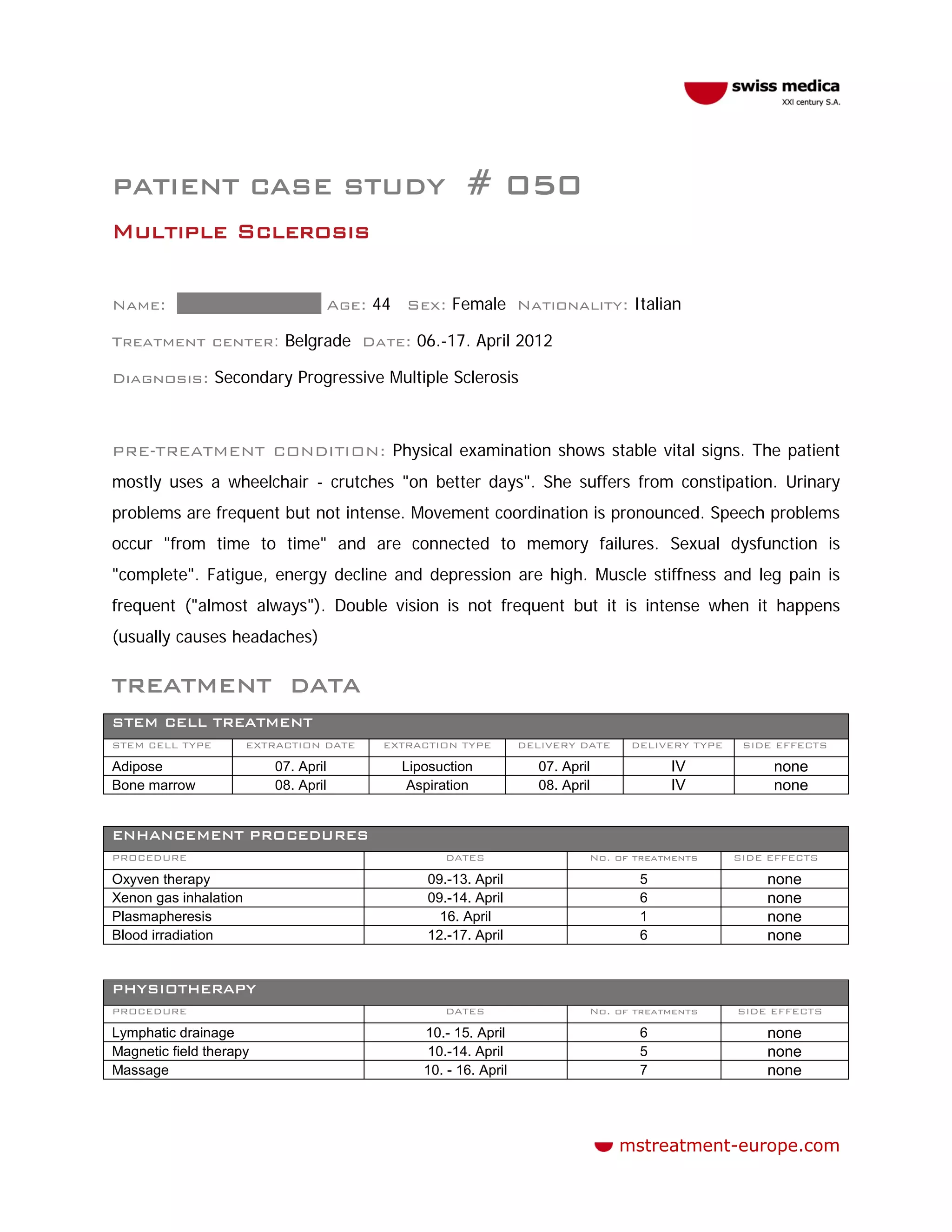 Secondary Progressive Multiple Sclerosis - Case study | PDF